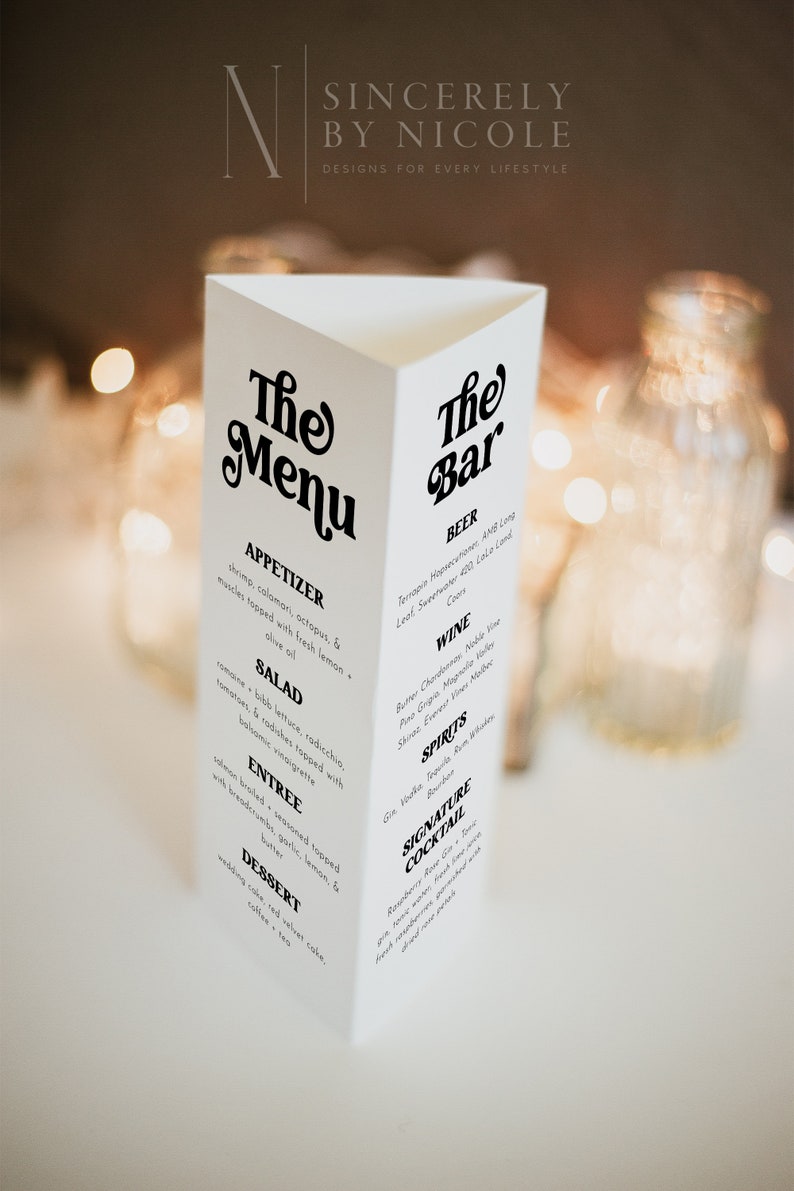 Editable Trifold Table Menu, Retro Trifold Menu Template Editable ...