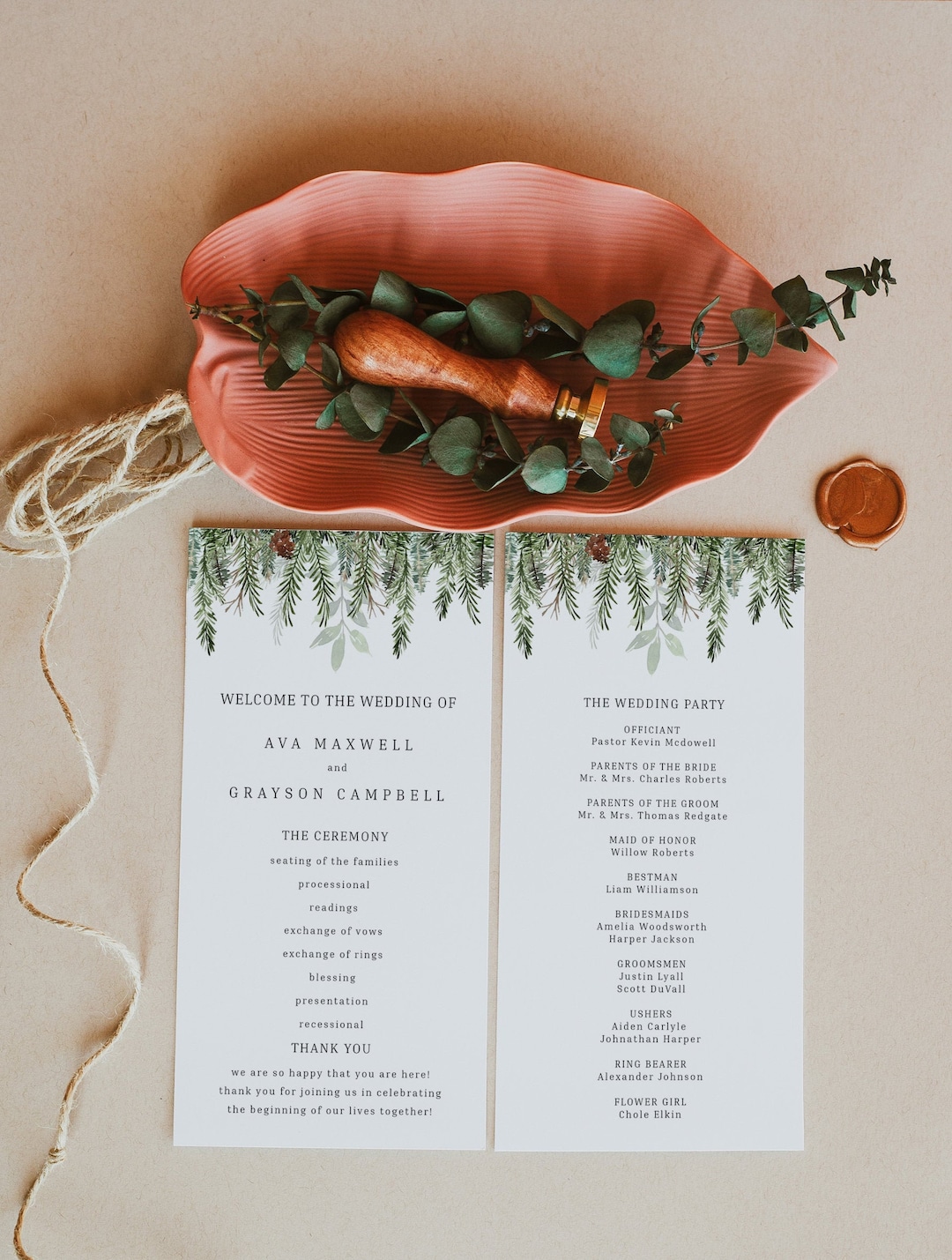 Winter Wedding Programs Christmas Christmas Wedding Program - Etsy