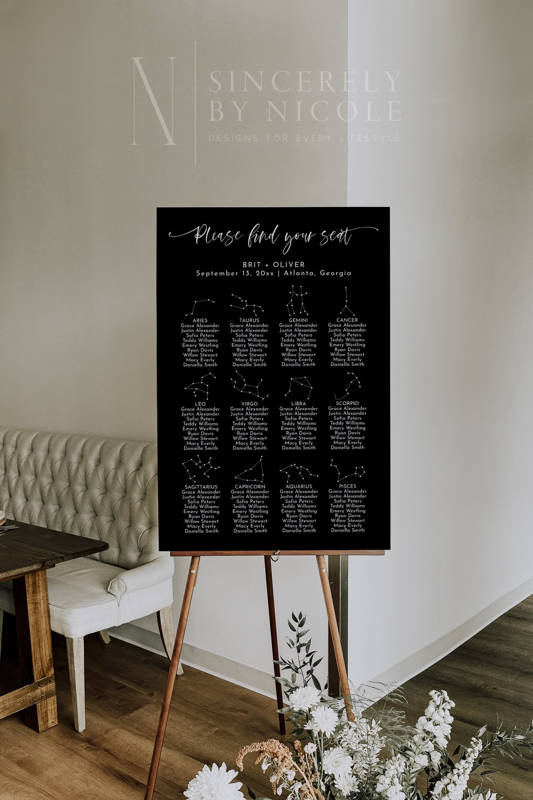 Zodiac Seating Chart Template, Constellation Seating Chart Template ...