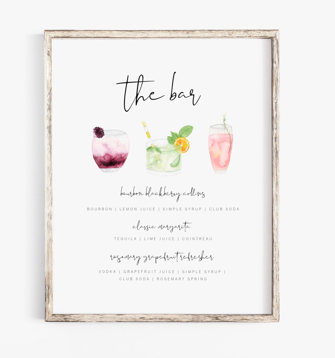 Bar Sign, Signature Drinks Sign, Bar Sign Template, Signature Drink ...