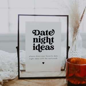 Retro Date Night Ideas Sign Template, Date Night Ideas Sign, Editable ...