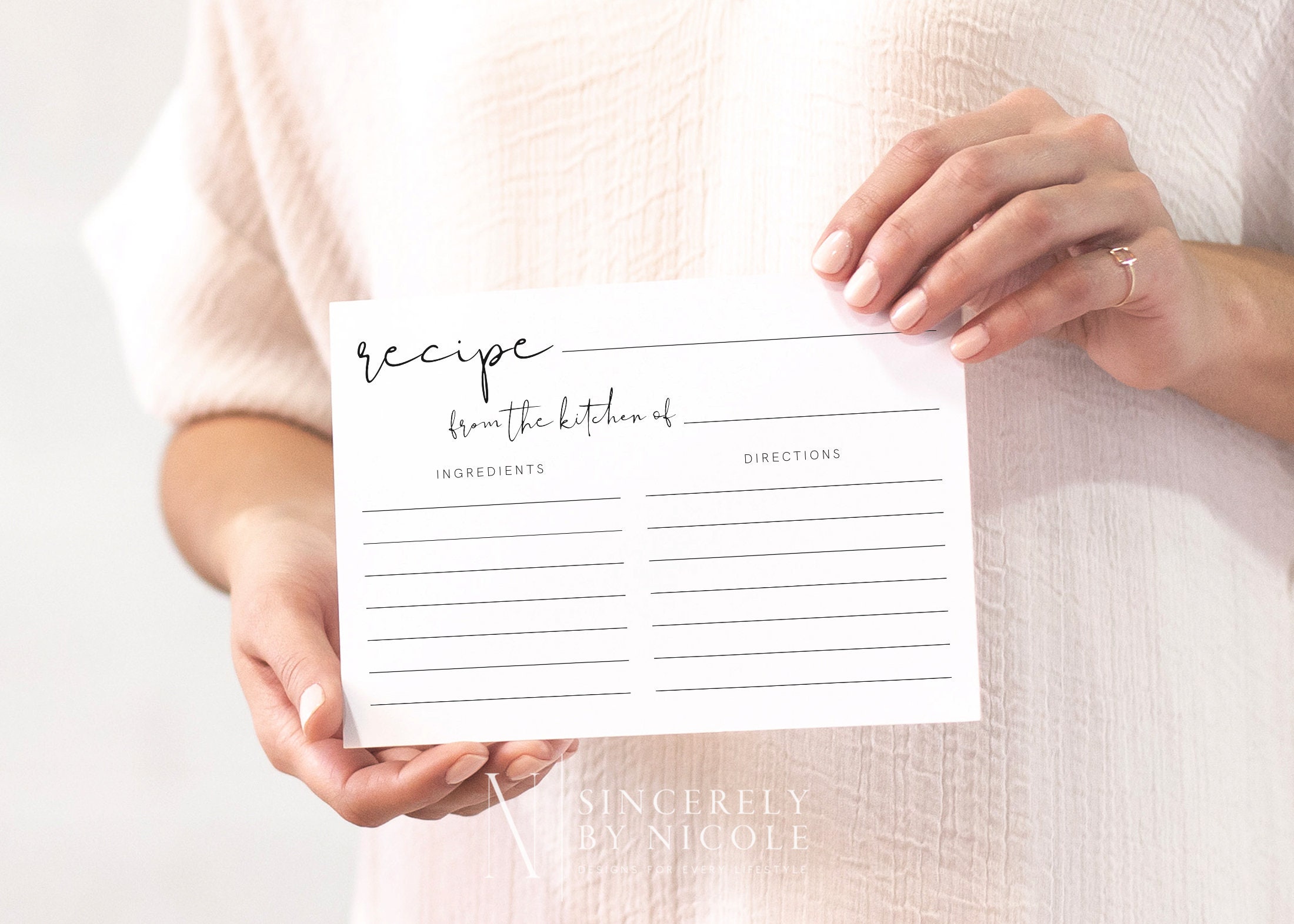 Minimalist Recipe Card Template Elegant Bridal Shower Recipe - Etsy