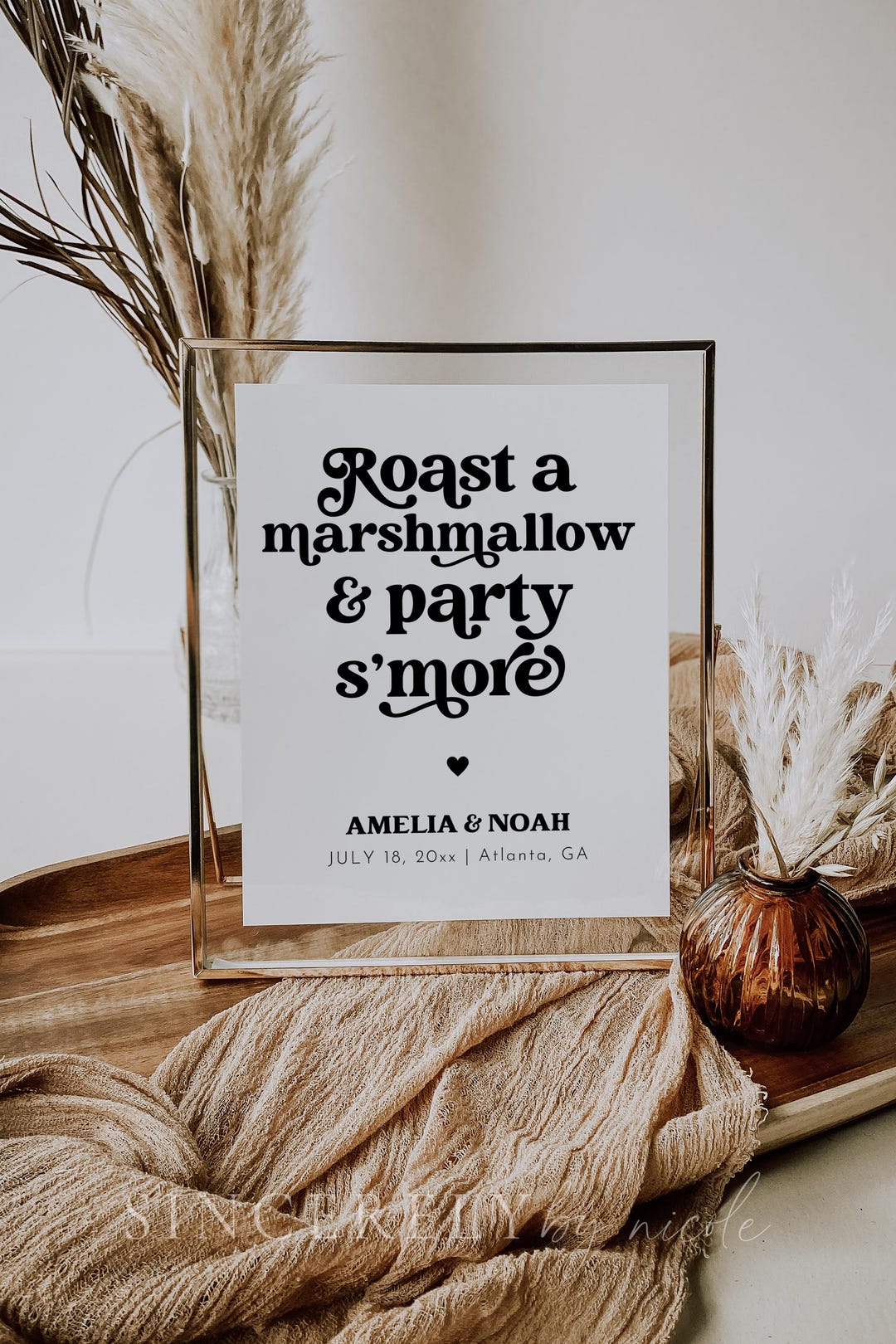 S'mores Bar Sign, Canva Wedding Signage, Roast a Marshmallow and Party ...