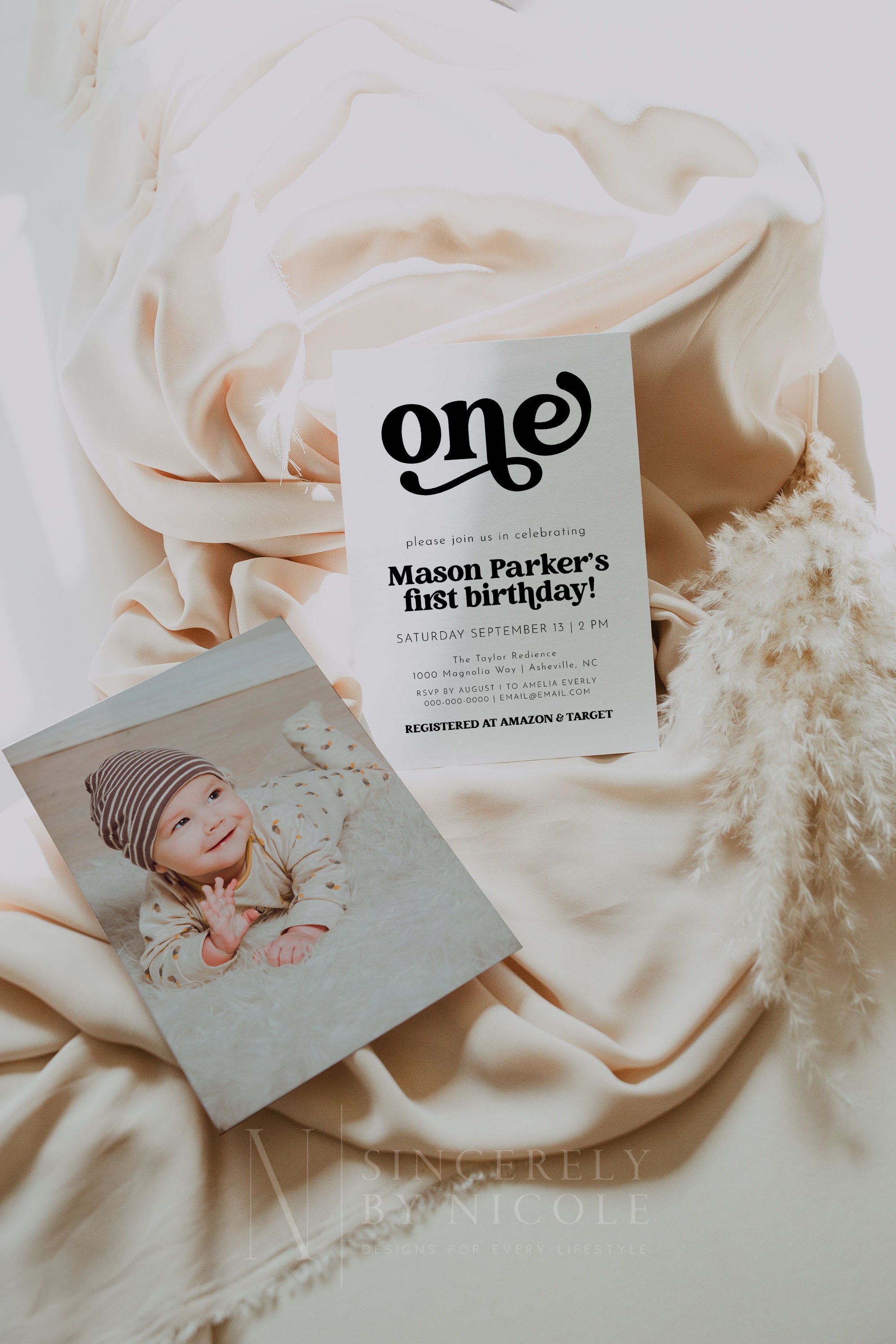 Retro First Birthday Invitation Template First Birthday Party - Etsy