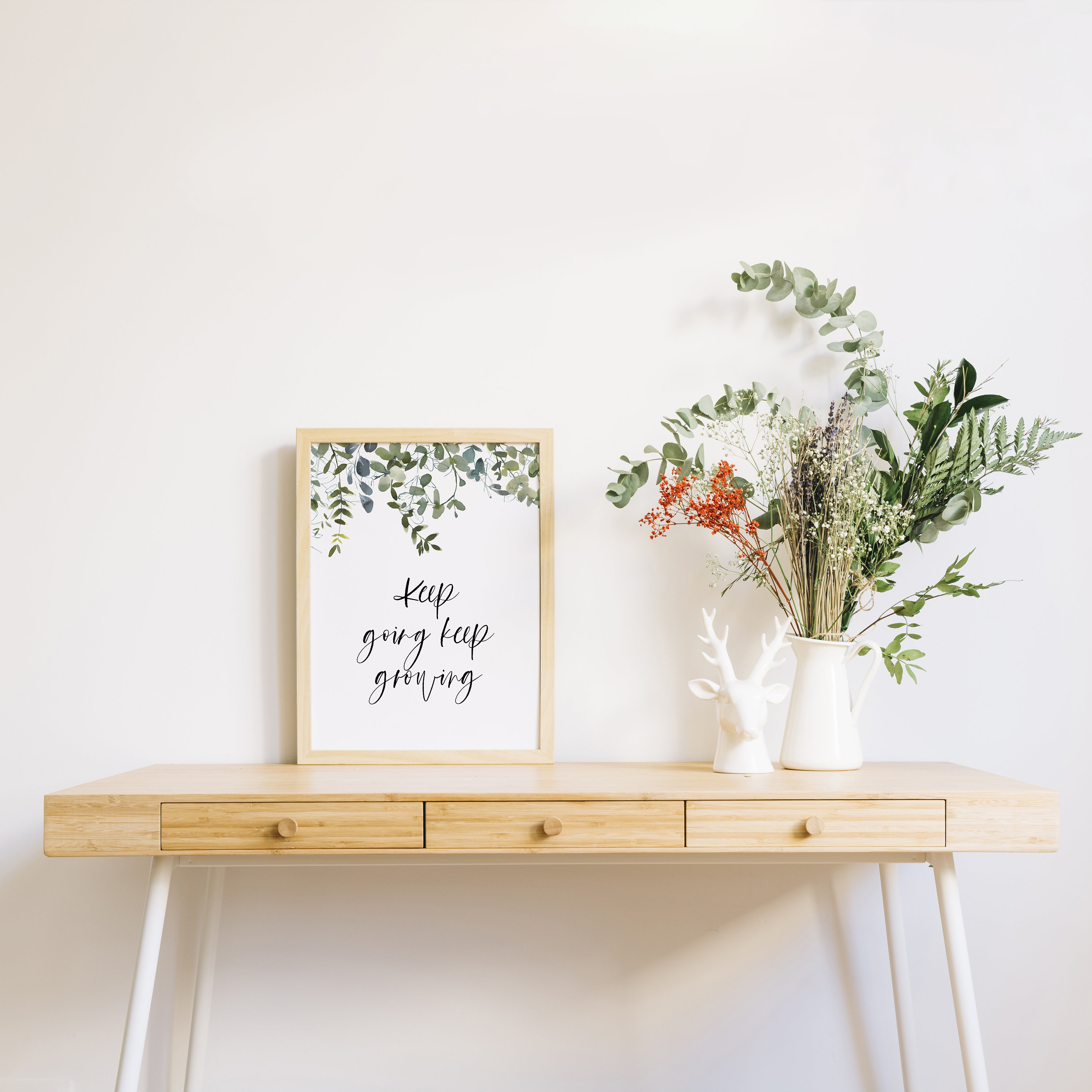 Keep Going Keep Growing Printable Wall Art Greenery Sign | Etsy