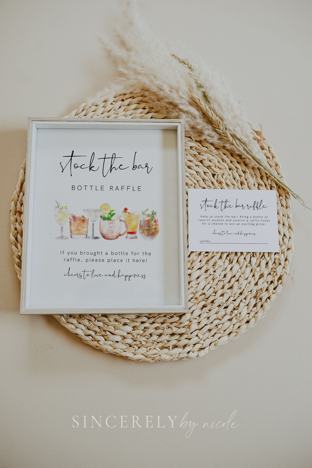 Stock the Bar Raffle Ticket Template, Couples Shower Bottle Raffle Game ...