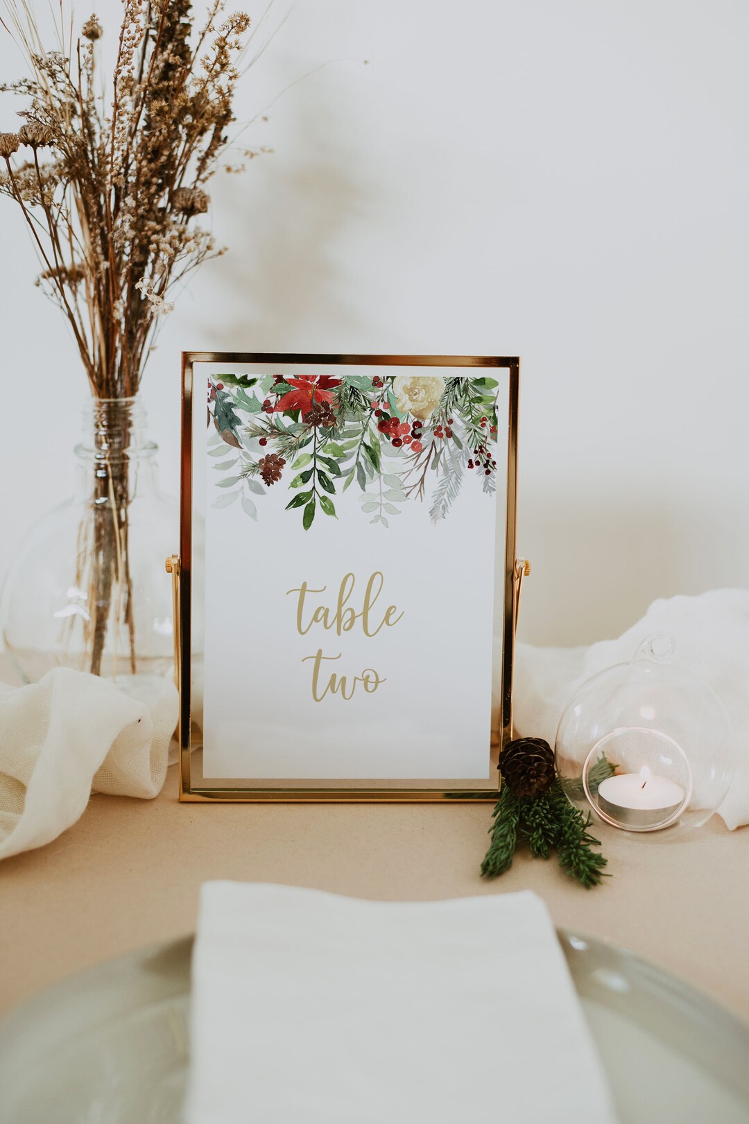 Christmas Table Numbers, Christmas Wedding Table Number Template ...