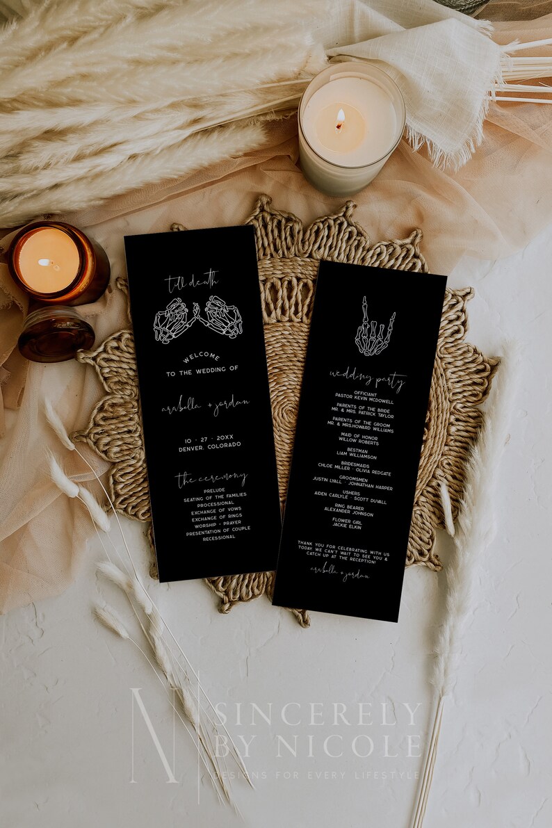 Gothic Wedding Program Template, Dark Moody Fall Wedding, Halloween ...
