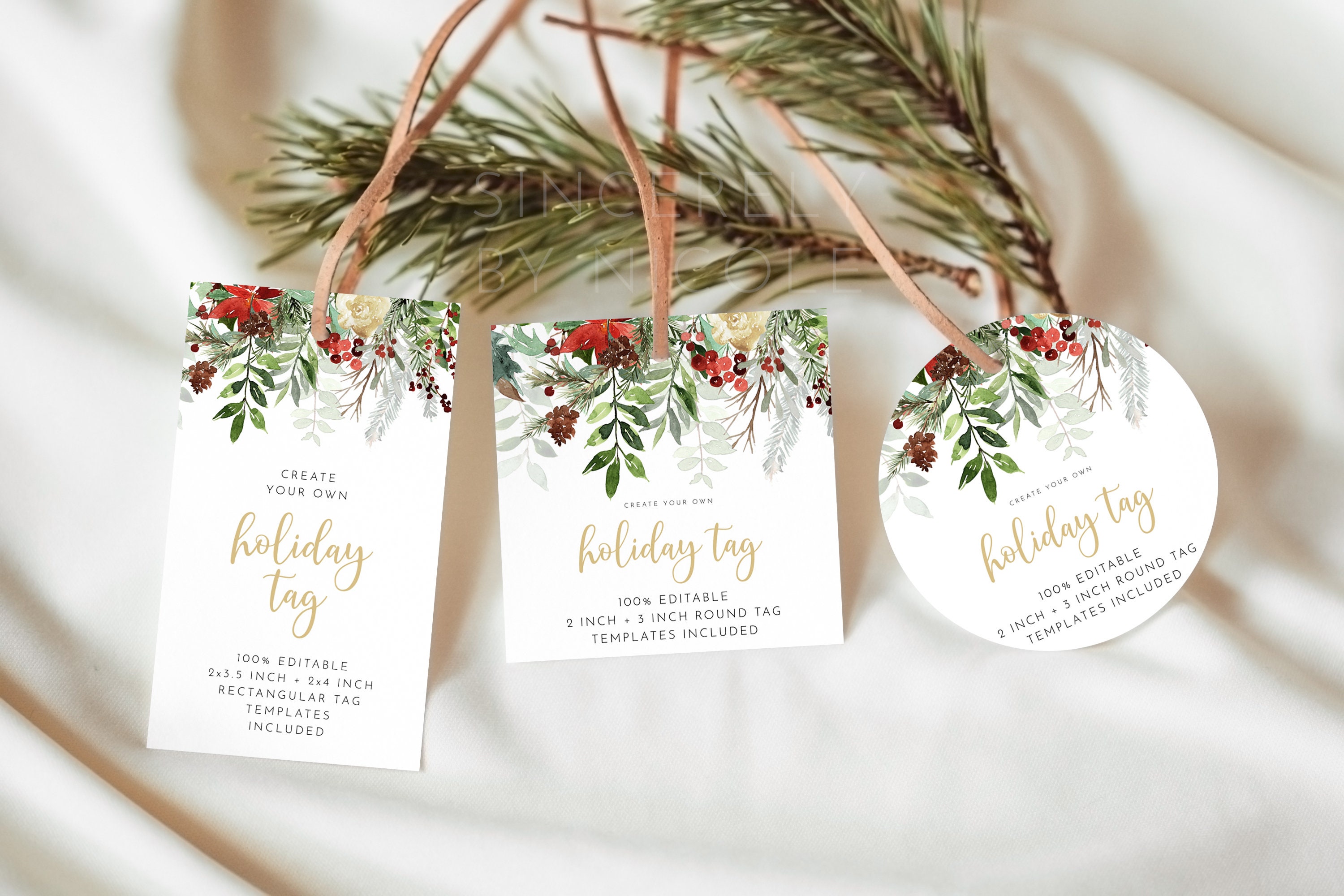 Holiday Gift Tag Template Instant Download Christmas Script - Etsy