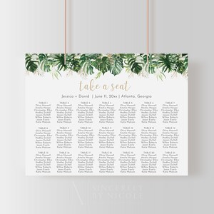Tropical Seating Chart, Editable Seating Chart, Beach Wedding Seating ...
