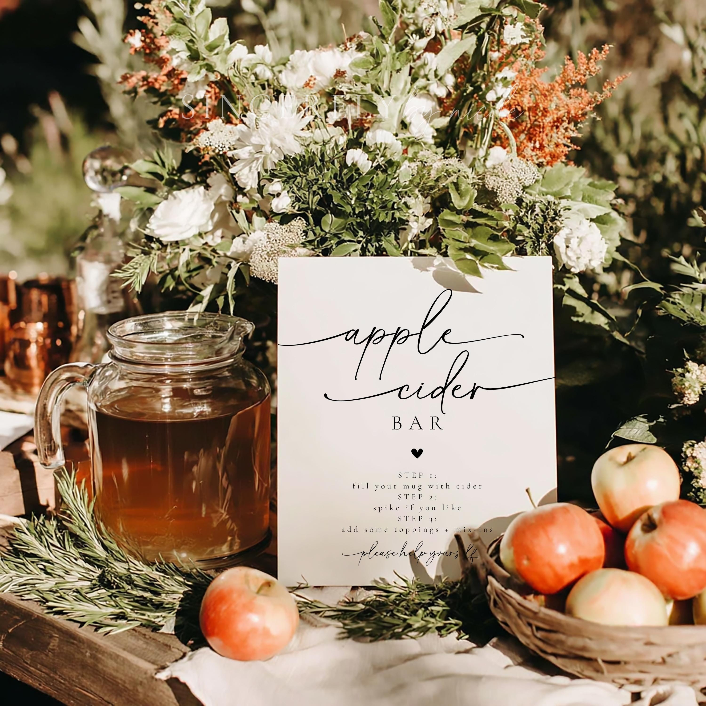 PRINTED & SHIPPED Apple Cider Bar Sign, Autumn Party Sign, Cider Bar ...