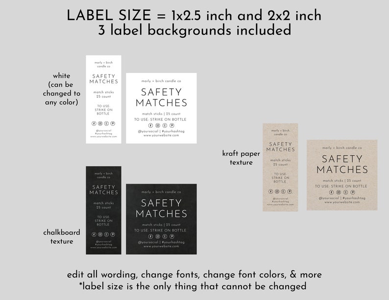Safety Match Template Match Label Template Editable - Etsy