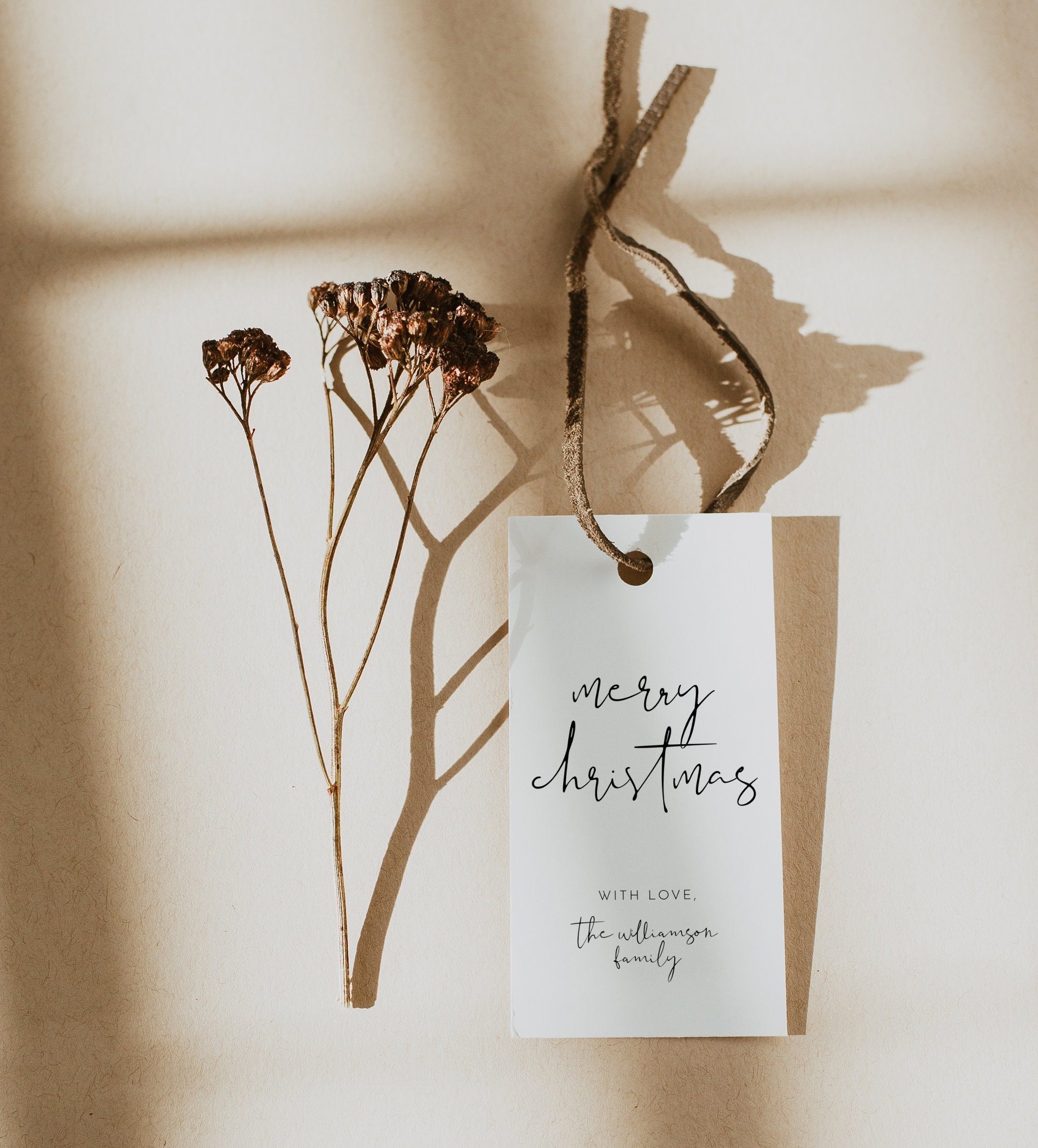 Modern Printable Christmas Tag, Personalized Christmas Tag, Modern ...