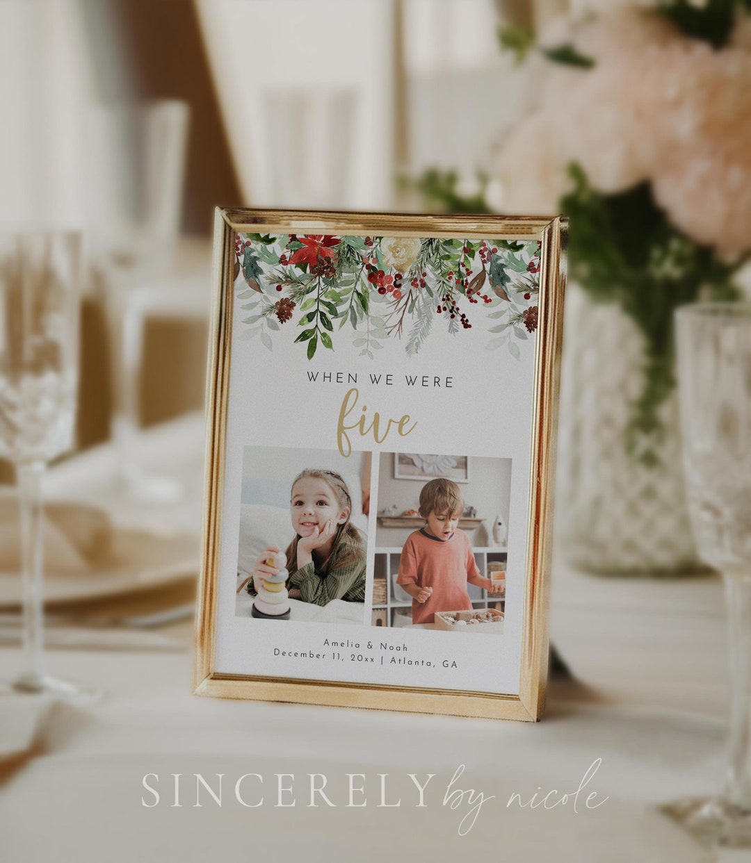 When We Were Age Photo Table Number Template, Childhood Ages Table ...