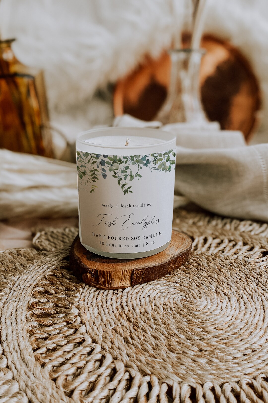 Greenery Candle Label Template, Modern Greenery Product Label, Modern ...