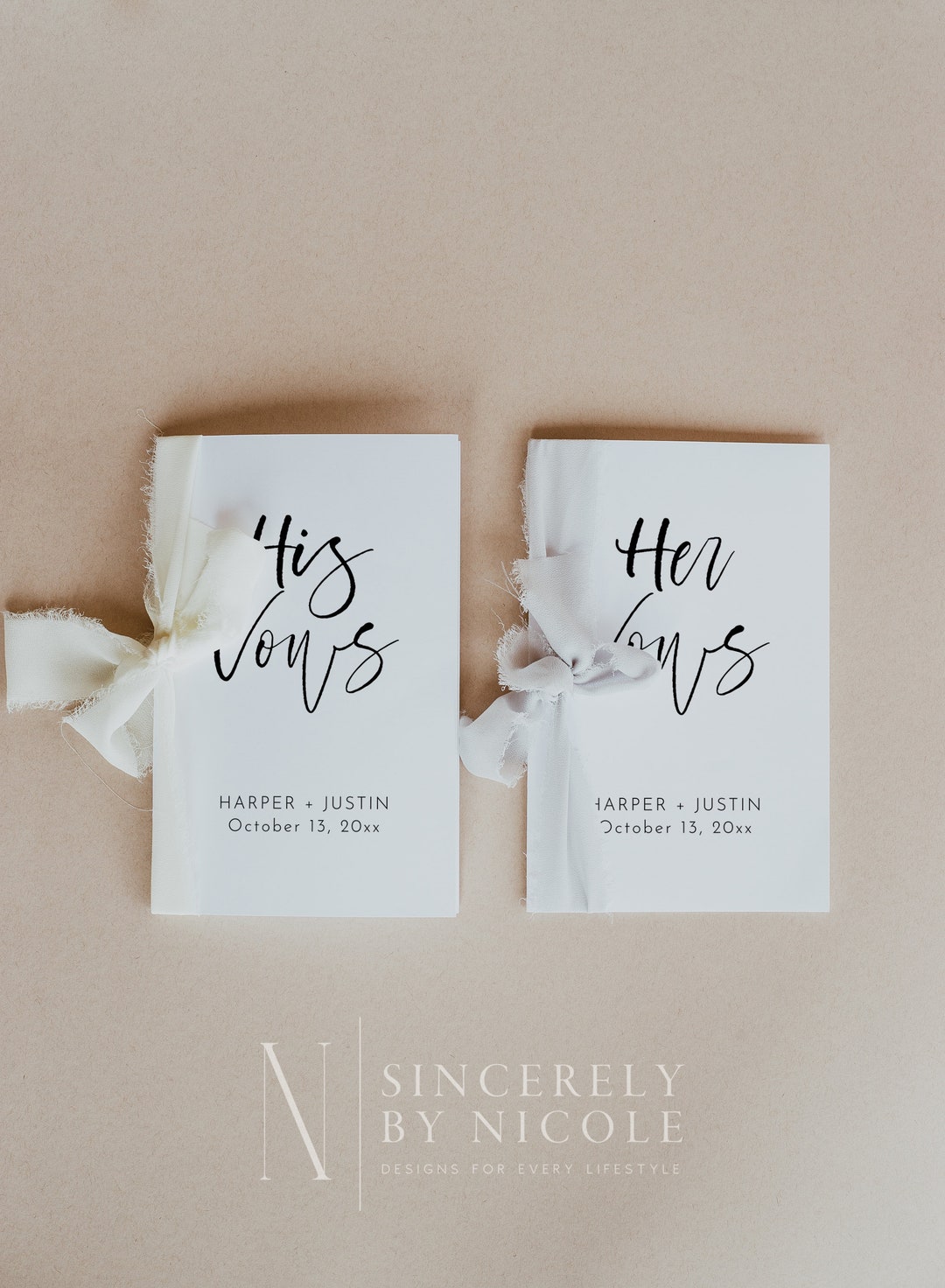 Modern Minimal Vow Book Template, His and Hers Vow Book Editable ...
