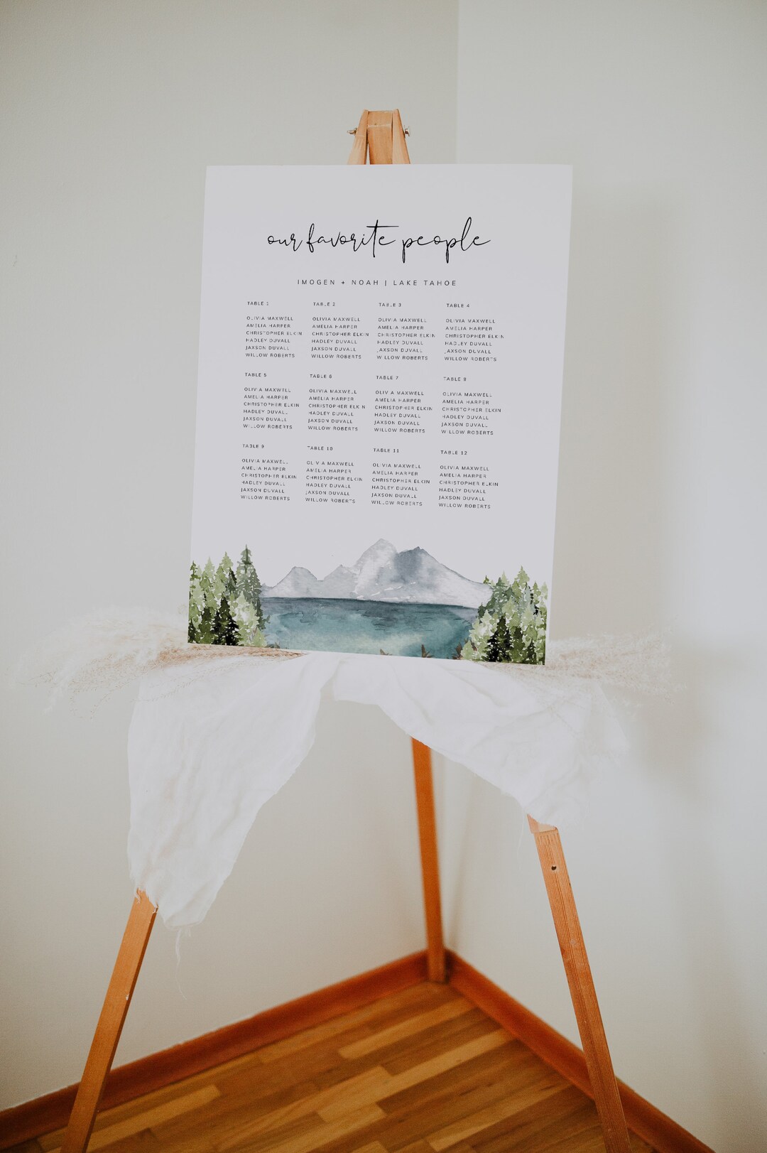 Mountain Seating Chart Sign Poster, Table Poster, Seating Plan ...