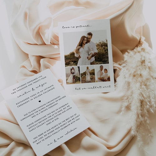 Photo Elopement Announcement Love is Patient Wedding - Etsy