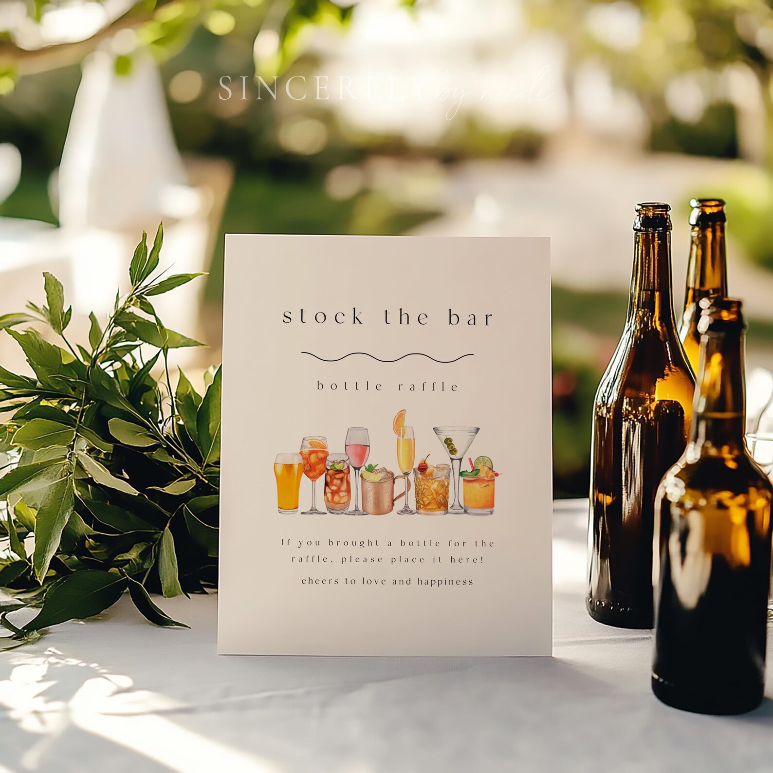 PRINTED & SHIPPED Stock the Bar Bottle Raffle Sign, Stock the Bar Party ...