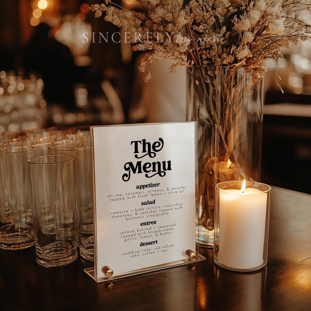 Minimalist Dinner Menu Template, Retro Wedding Dinner Menu, Menu ...