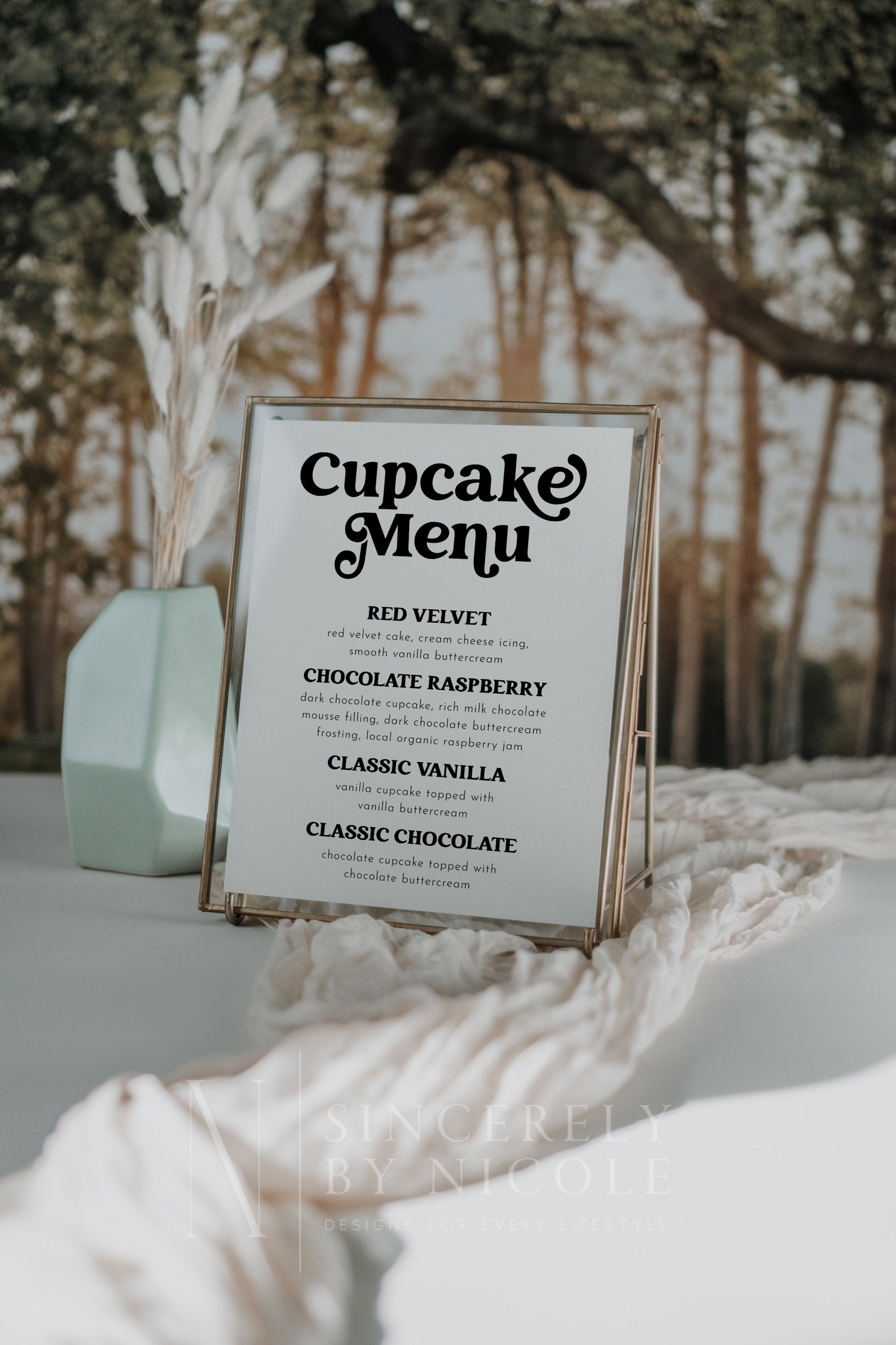 Cupcake Menu Sign, Editable Wedding Cupcake Sign Template, Minimalist ...