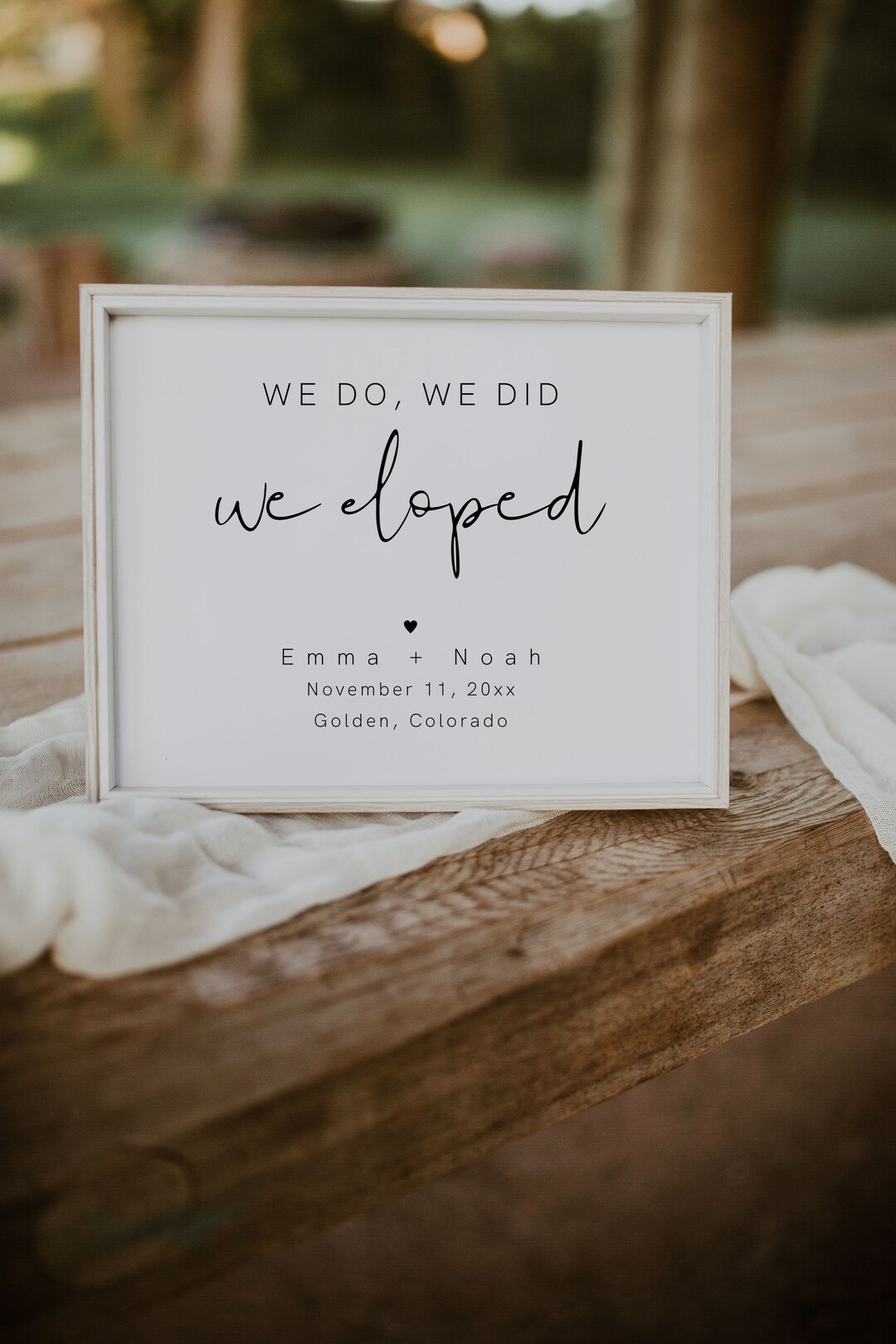 Printable Elopement Sign, Editable Printable Elopement Sign Template ...