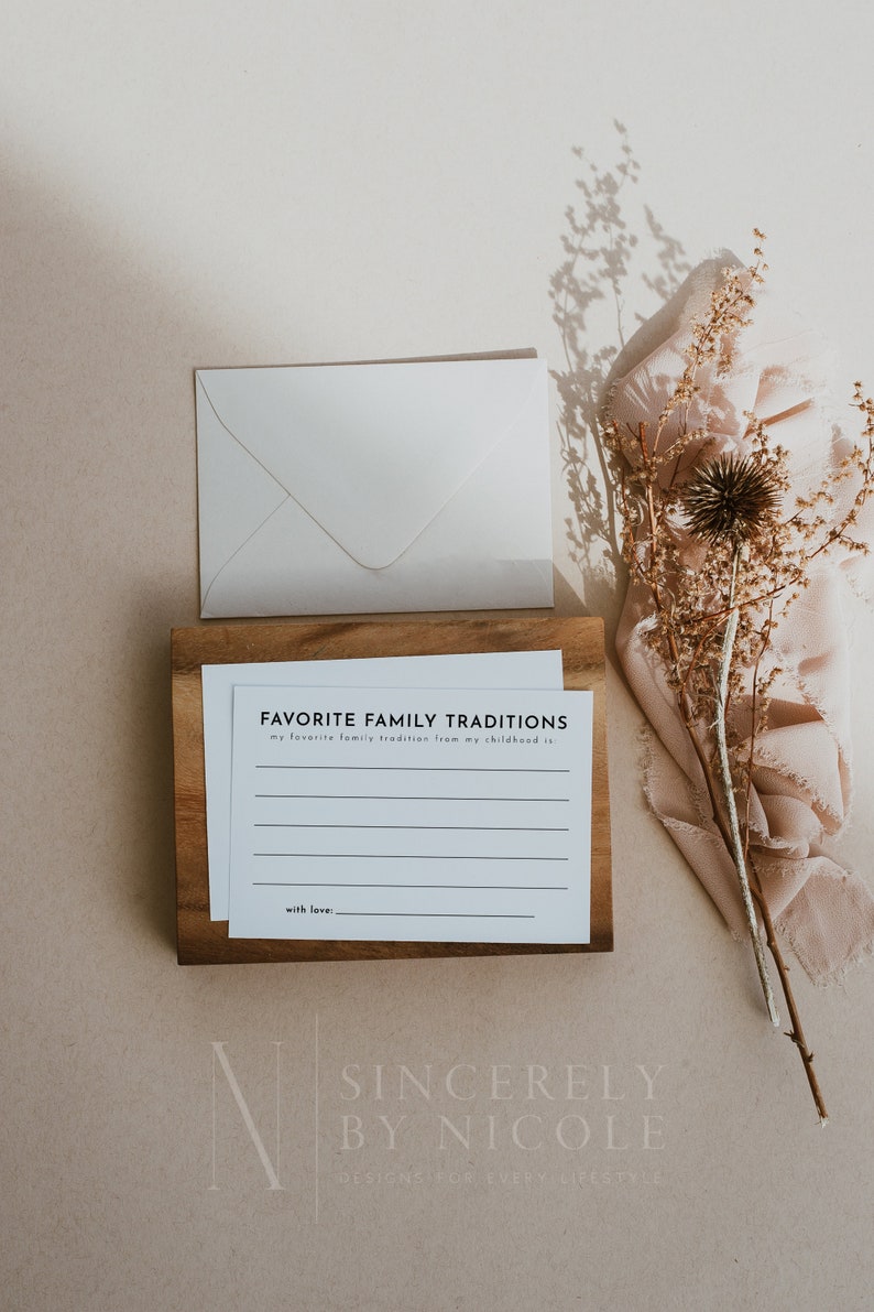 Editable Printable Family Traditions Card, Family Traditions Bay Shower ...