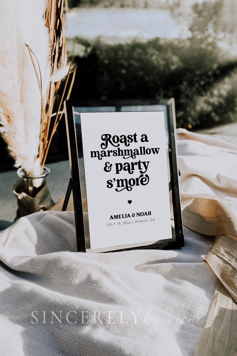 S'mores Bar Sign, Canva Wedding Signage, Roast a Marshmallow and Party ...