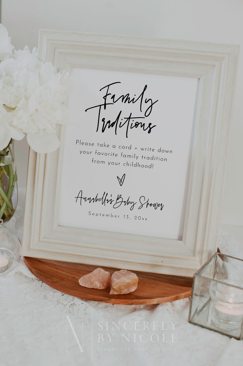 Editable Printable Family Traditions Card, Family Traditions Baby ...