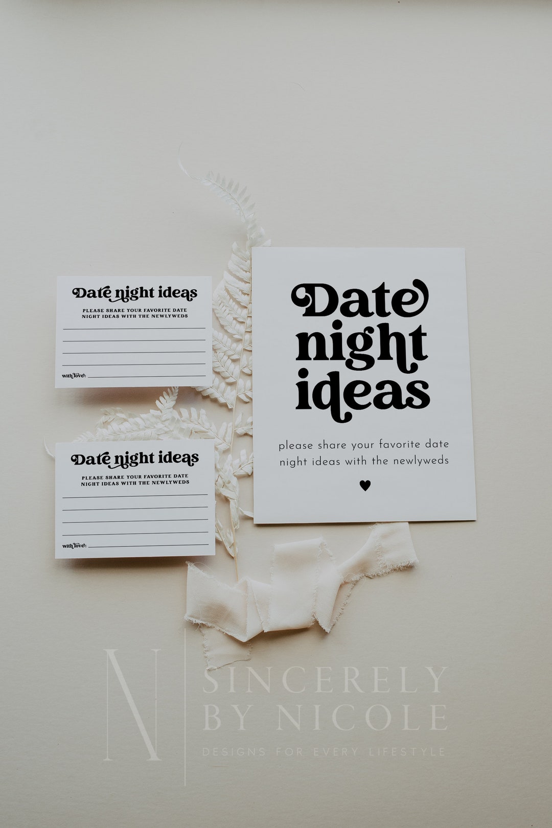 Retro Date Night Ideas Sign + Card, Groovy Newlyweds Advice Date Night ...