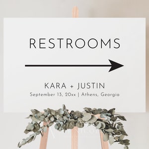 Modern Minimalist Restroom Sign Template, Editable Printable Bathroom ...