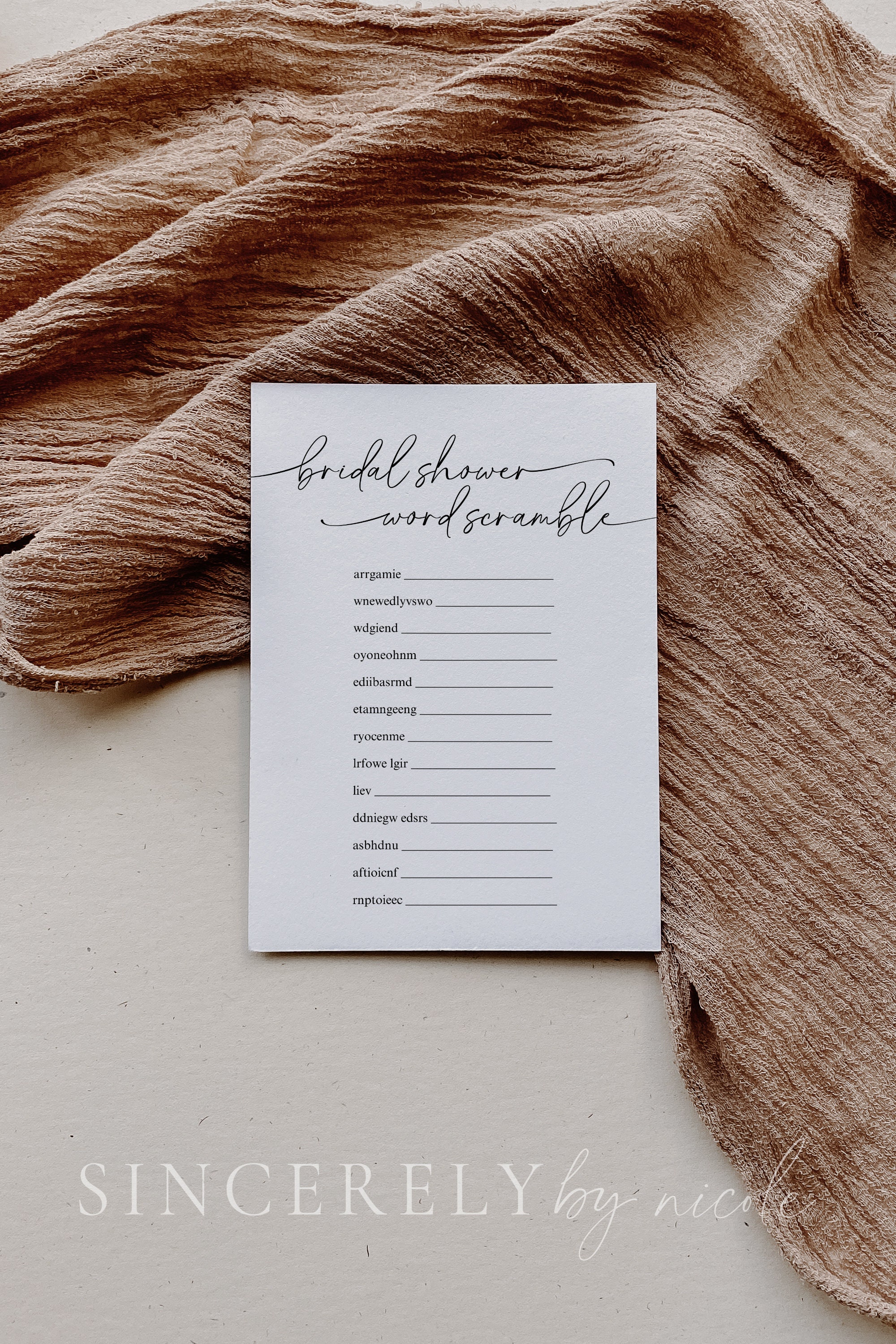 Word Scramble Bridal Shower Game Template, Bridal Shower Puzzle ...