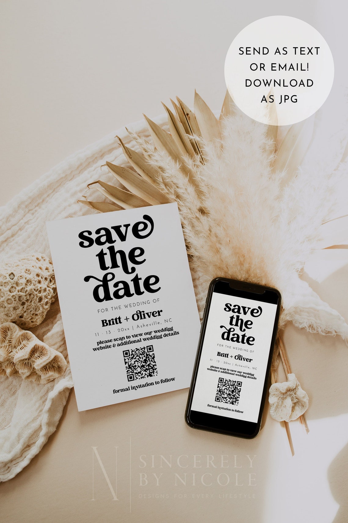 QR Code Save the Date Template Text Save the Date With QR - Etsy Canada