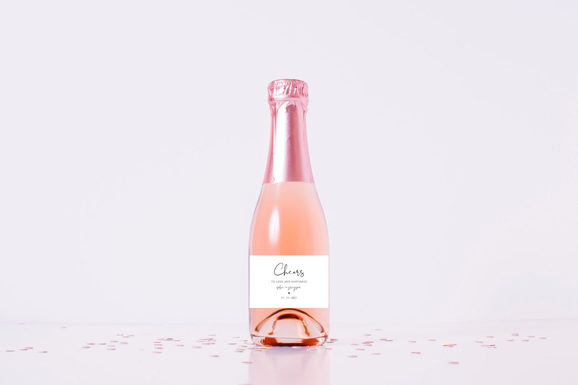 Mini Bottle Label Template Personalized Wedding or Engagement - Etsy