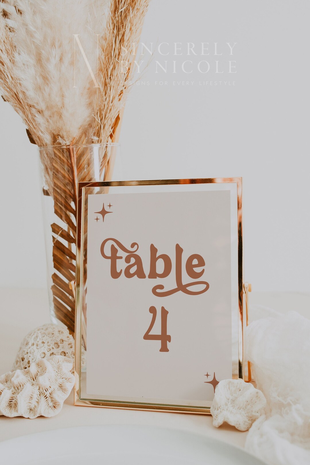 Retro Table Number Template, Vintage Wedding Table Number, Printable ...