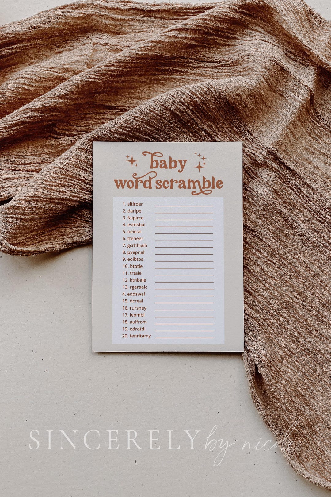 Baby Word Scramble Game, Baby Shower Game, Editable Shower Game, Word ...