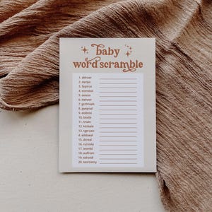Baby Word Scramble Game, Baby Shower Game, Editable Shower Game, Word ...