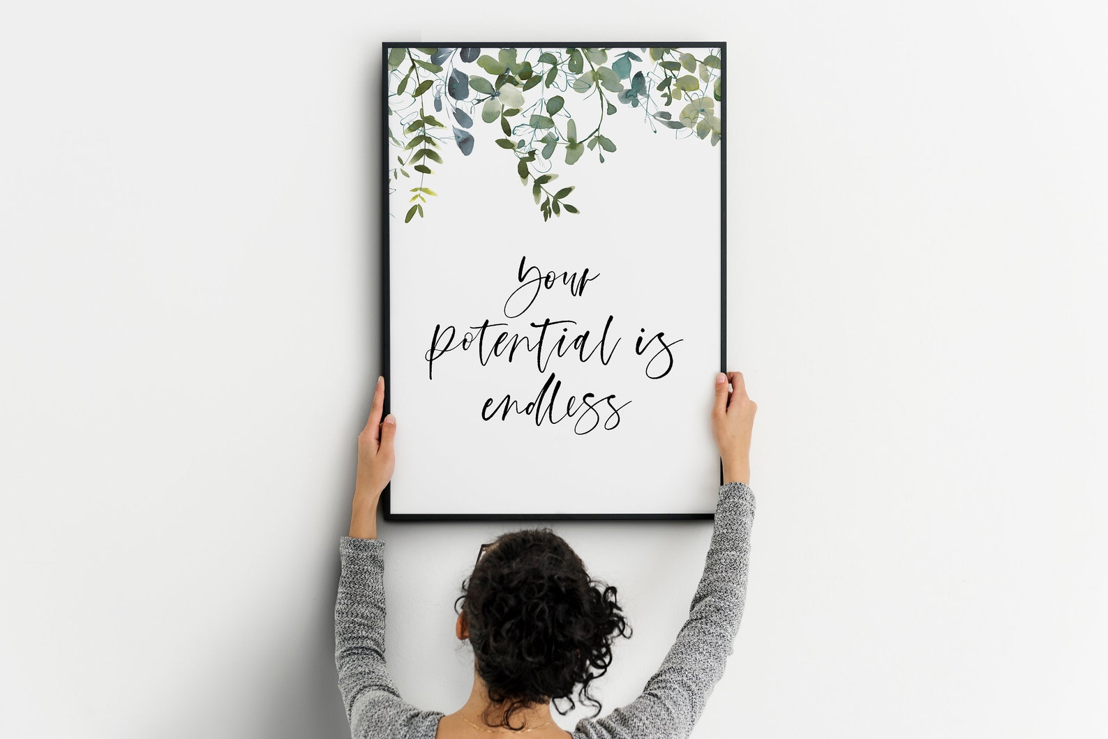 Your Potential Is Endless Greenery Quotes Inspirational Wall | Etsy