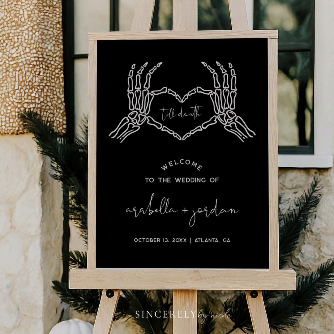 Gothic Wedding Welcome Sign Template, Skeleton Wedding Welcome Sign ...