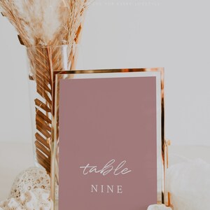 Blush Pink Table Numbers, Editable Printable Modern Pink Table Number ...