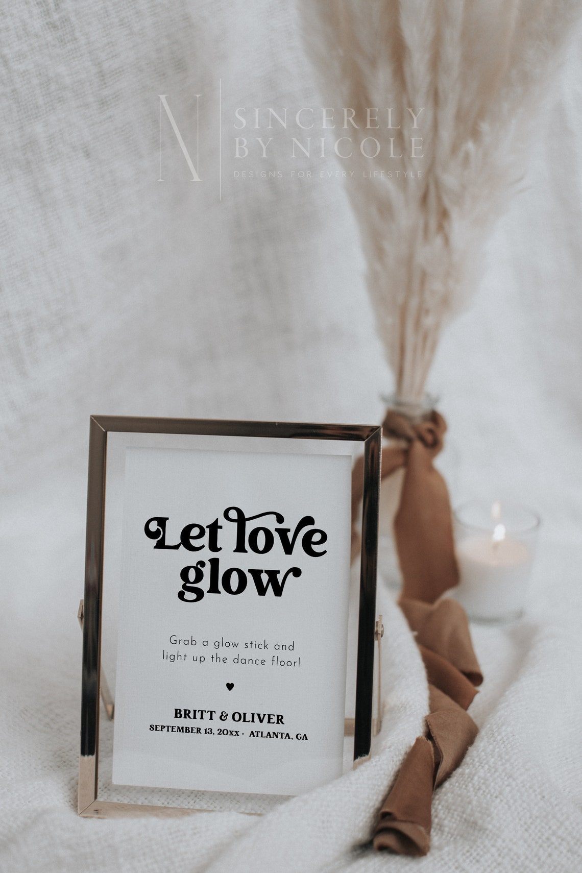 Glow Stick Sign Template Let Love Glow Wedding Sign Wedding - Etsy