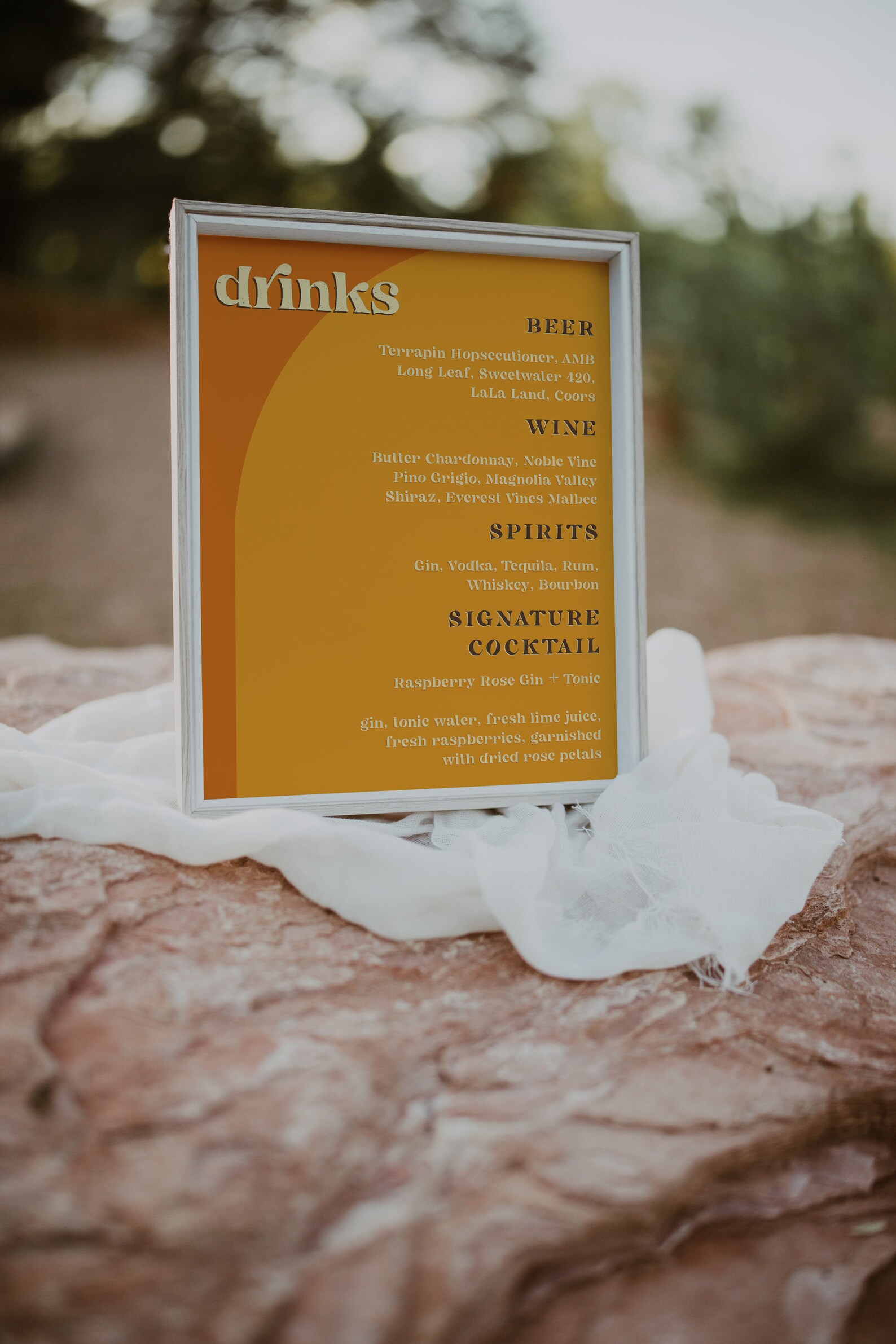 Retro 70s Bar Menu Sign, Wedding Bar Menu Sign Printable, 8x10" Retro ...