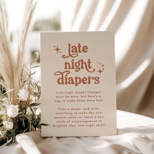PRINTED & SHIPPED Late Night Diapers Sign, Diaper Thoughts Sign, Boho ...