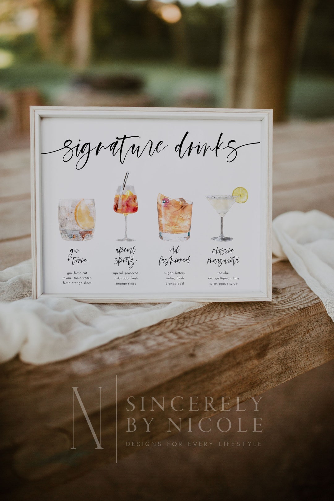 Editable Signature Cocktails Sign Template, Printable Signature ...