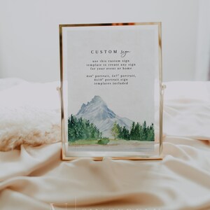 Mountains Custom Sign, Mountain Custom Sign Template, Editable Sign ...