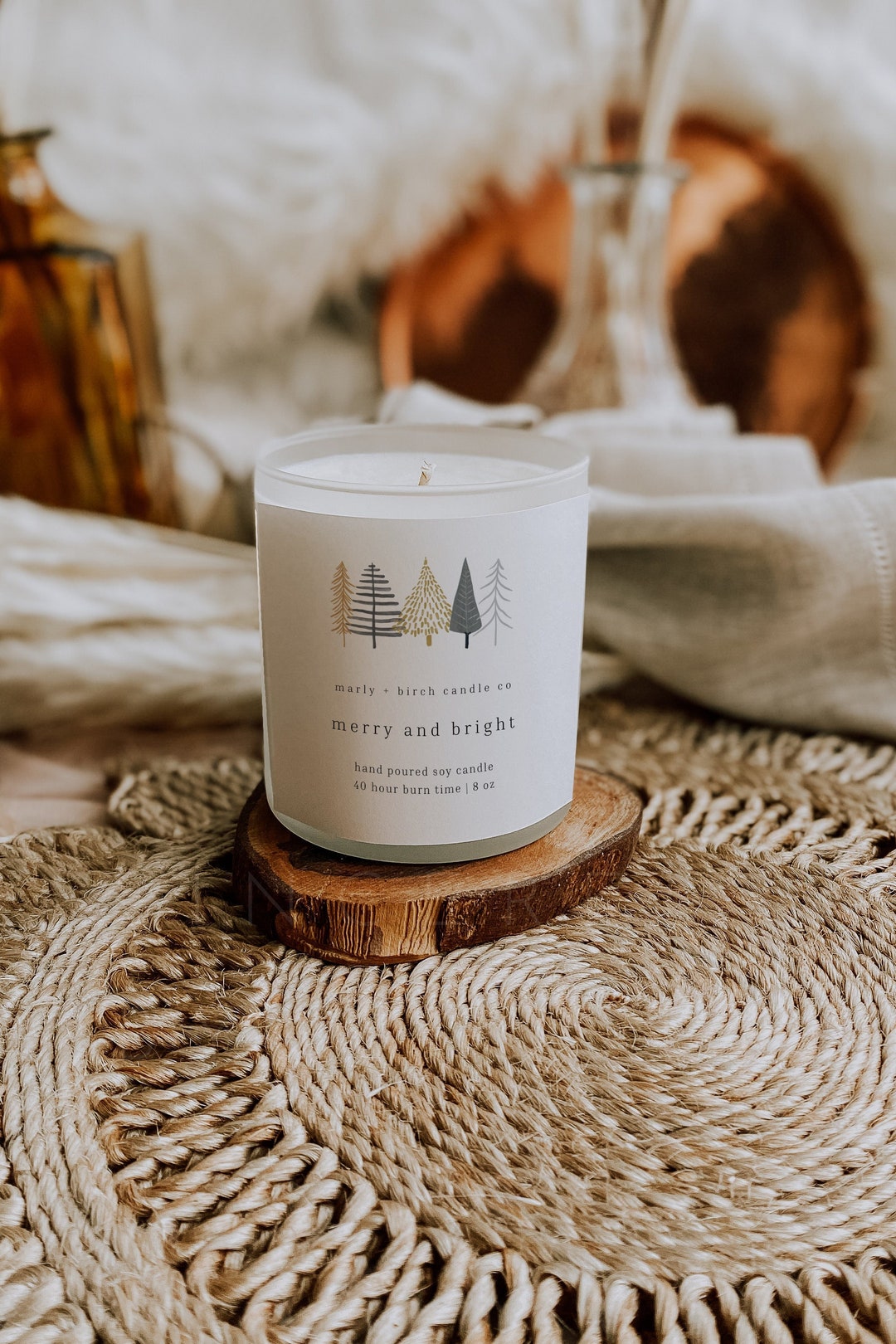 Winter Candle Label Template, Christmas Product Label, Holiday Label ...