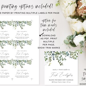 Greenery Candle Label Template, Modern Greenery Product Label, Modern ...