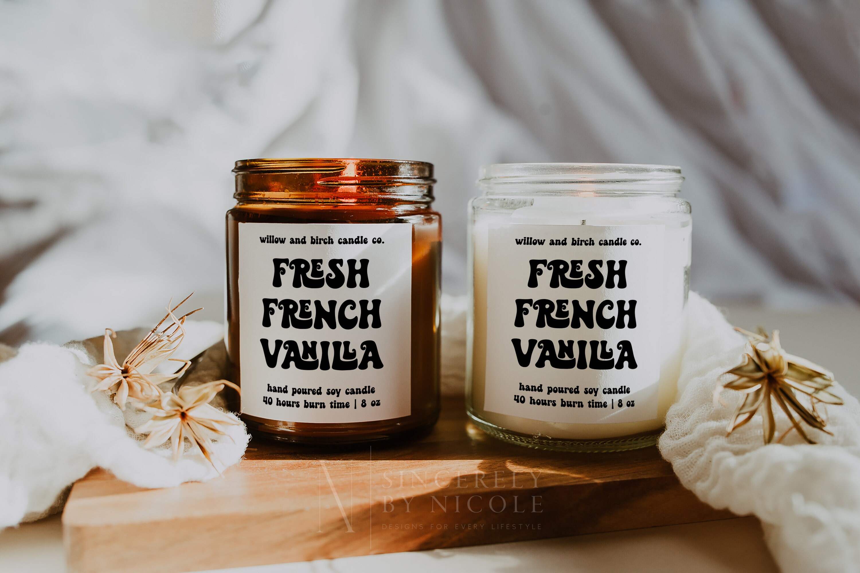 Amy Retro Candle Label Template Editable Printable 70s Boho - Etsy