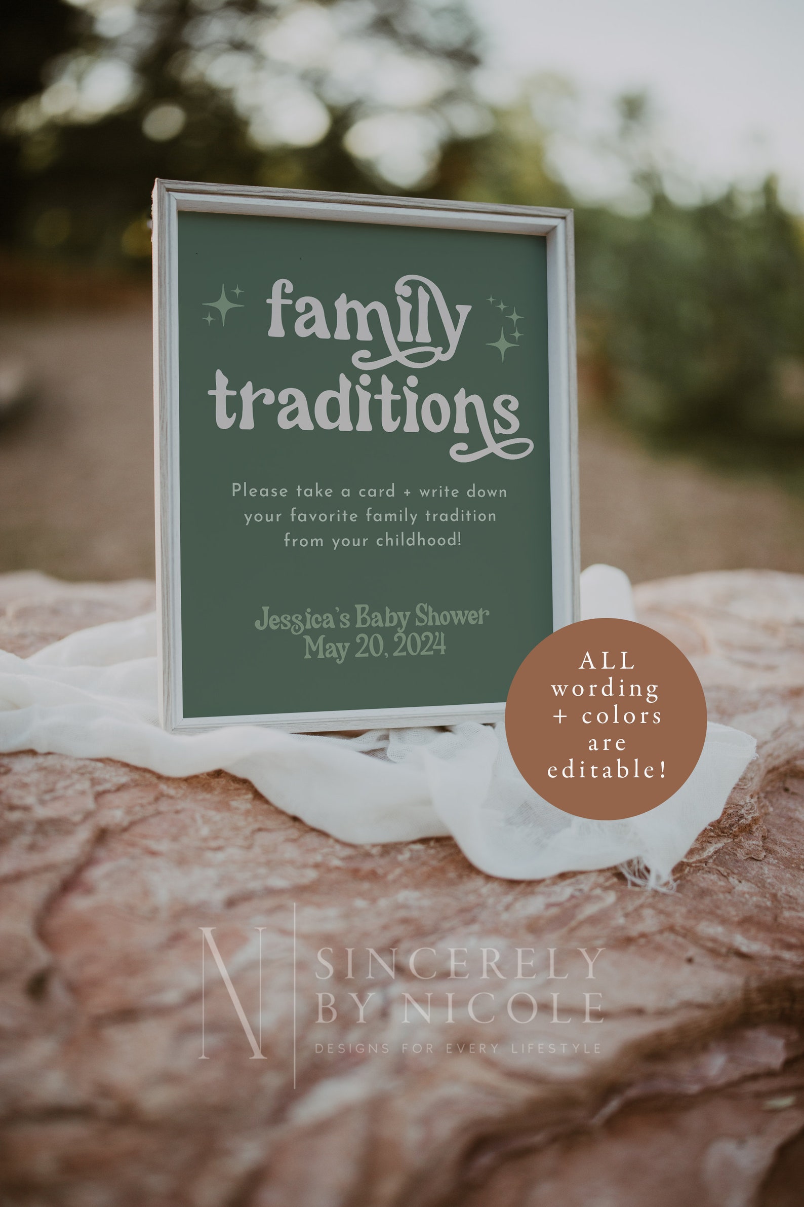 Family Traditions Sign and Card, Baby Shower Family Traditions Sign and ...