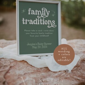 Family Traditions Sign and Card, Baby Shower Family Traditions Sign and ...